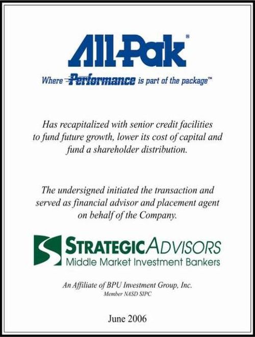 All-Pak Has Recapitalized to Fund Future Growth