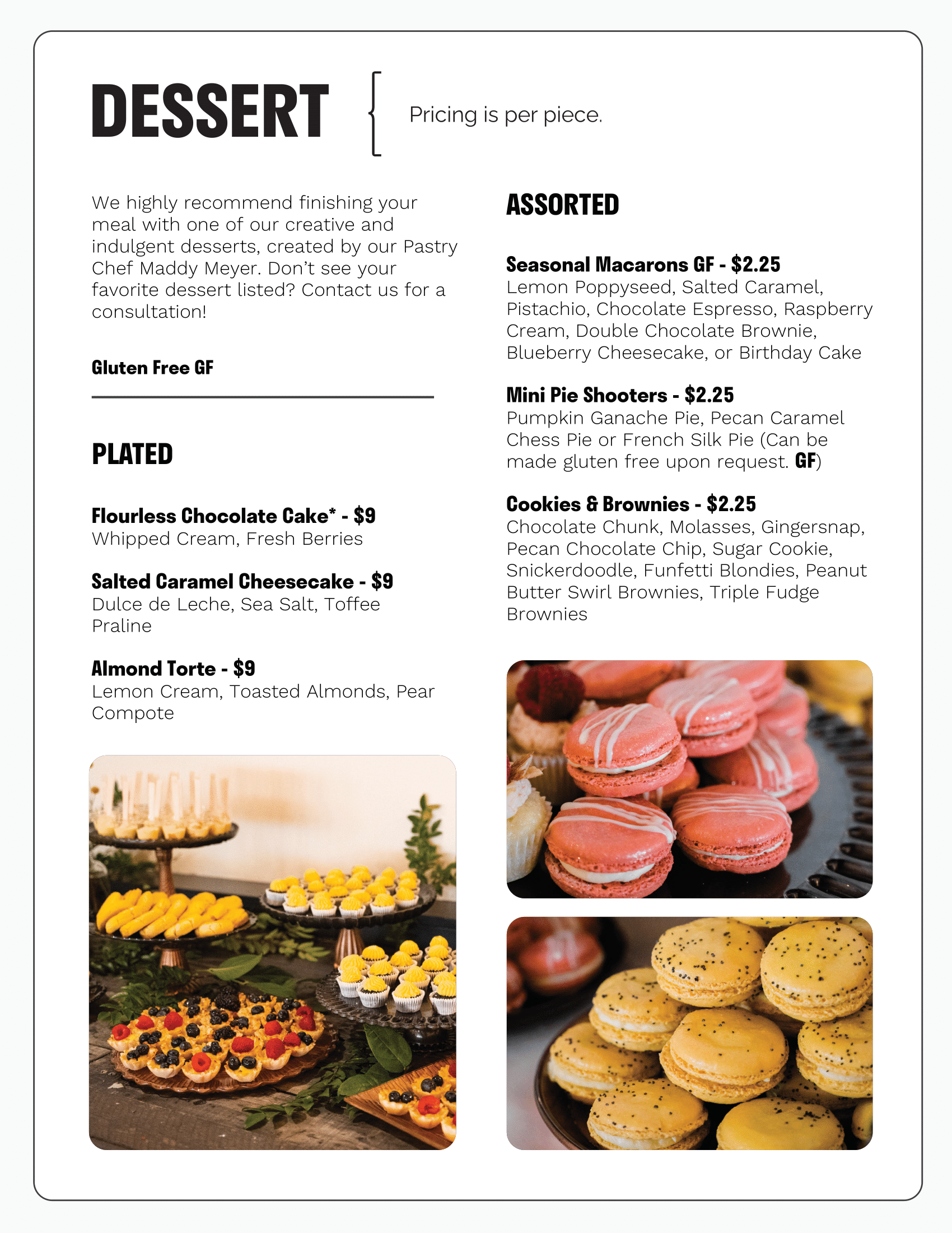 In-House Catering Menu
