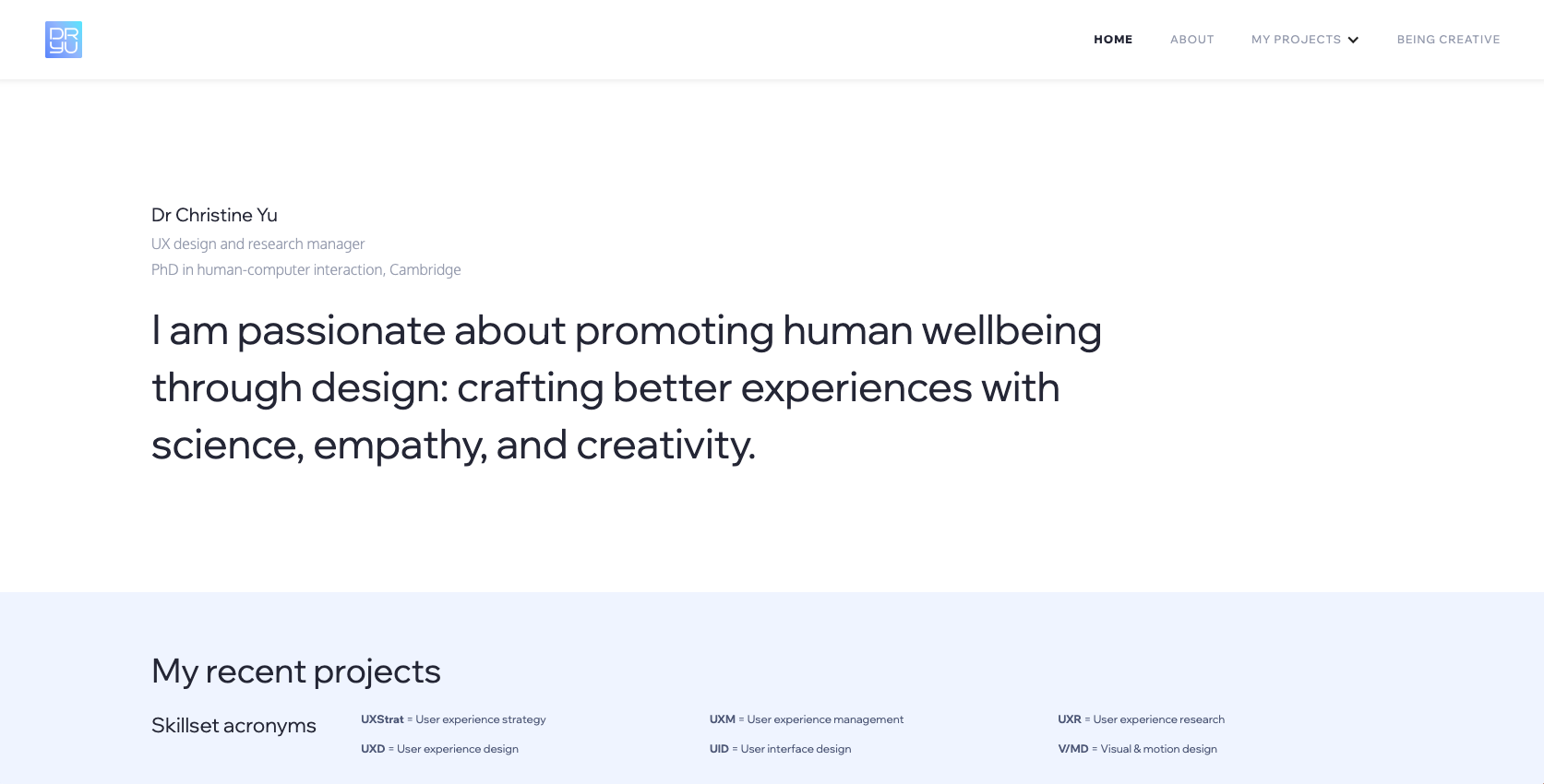 Dr Christine Yu's portfolio