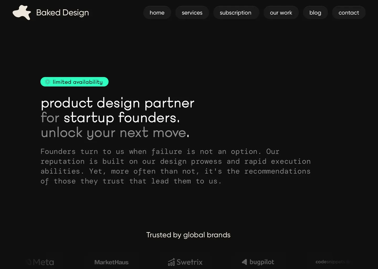 Baked Design | Narrow Labs Web Design Inspiration