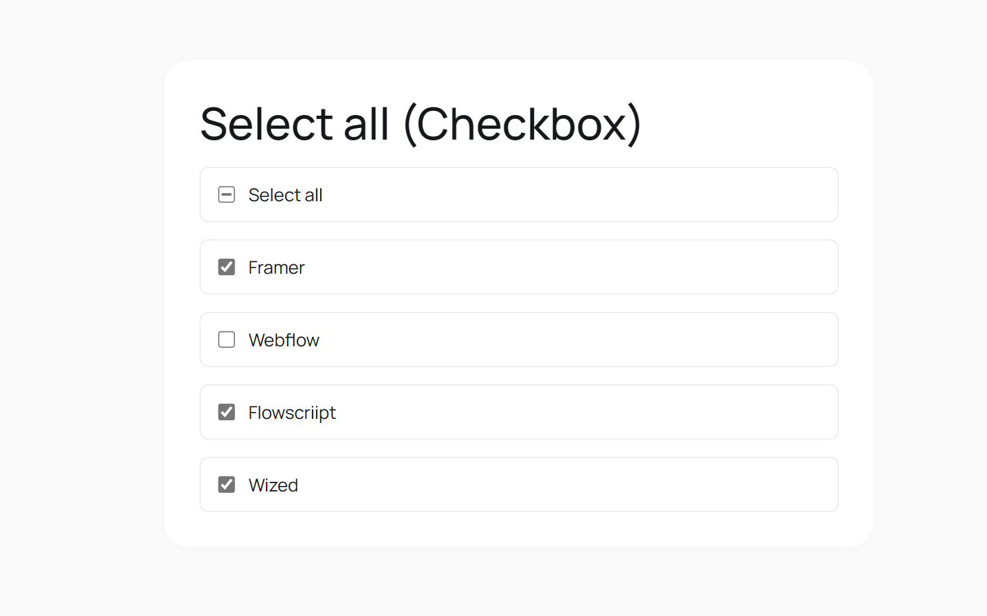 Webflow Form Elements Component: Nest Checkbox (Select All)