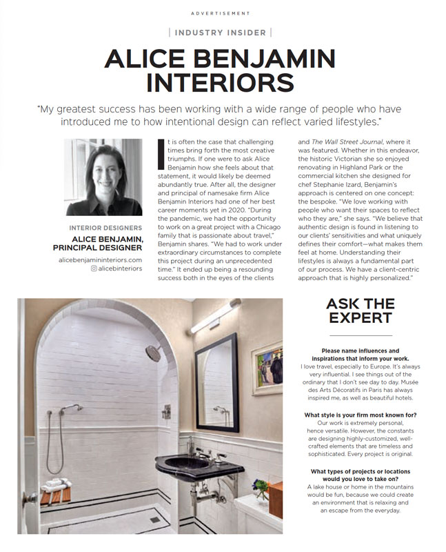 Alice Benjamin Interiors | Top Chicago Luxury Interior Designer