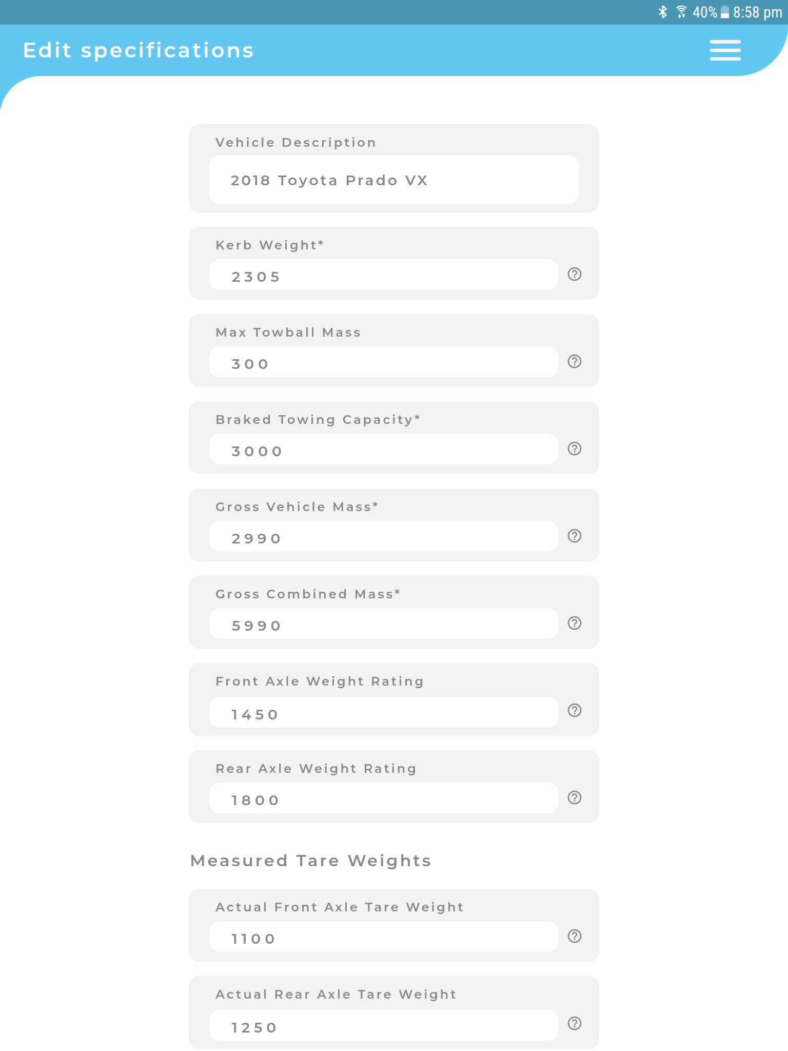 Loadmate Ultimate Caravan Weight Management Tool