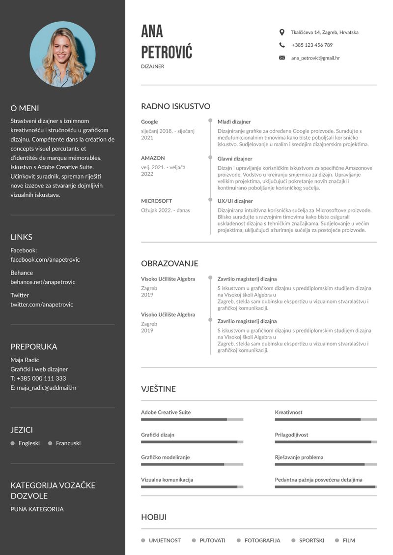 Zivotopis-Primjer - Napišite svoj životopis pomoću naših profesionalnih ...