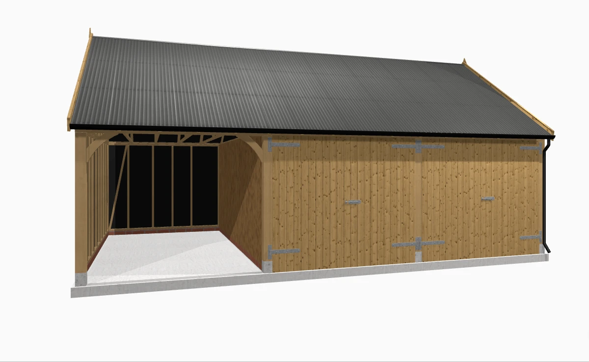 Triple Bay Oak Framed Garage Two Garages One Open Bay