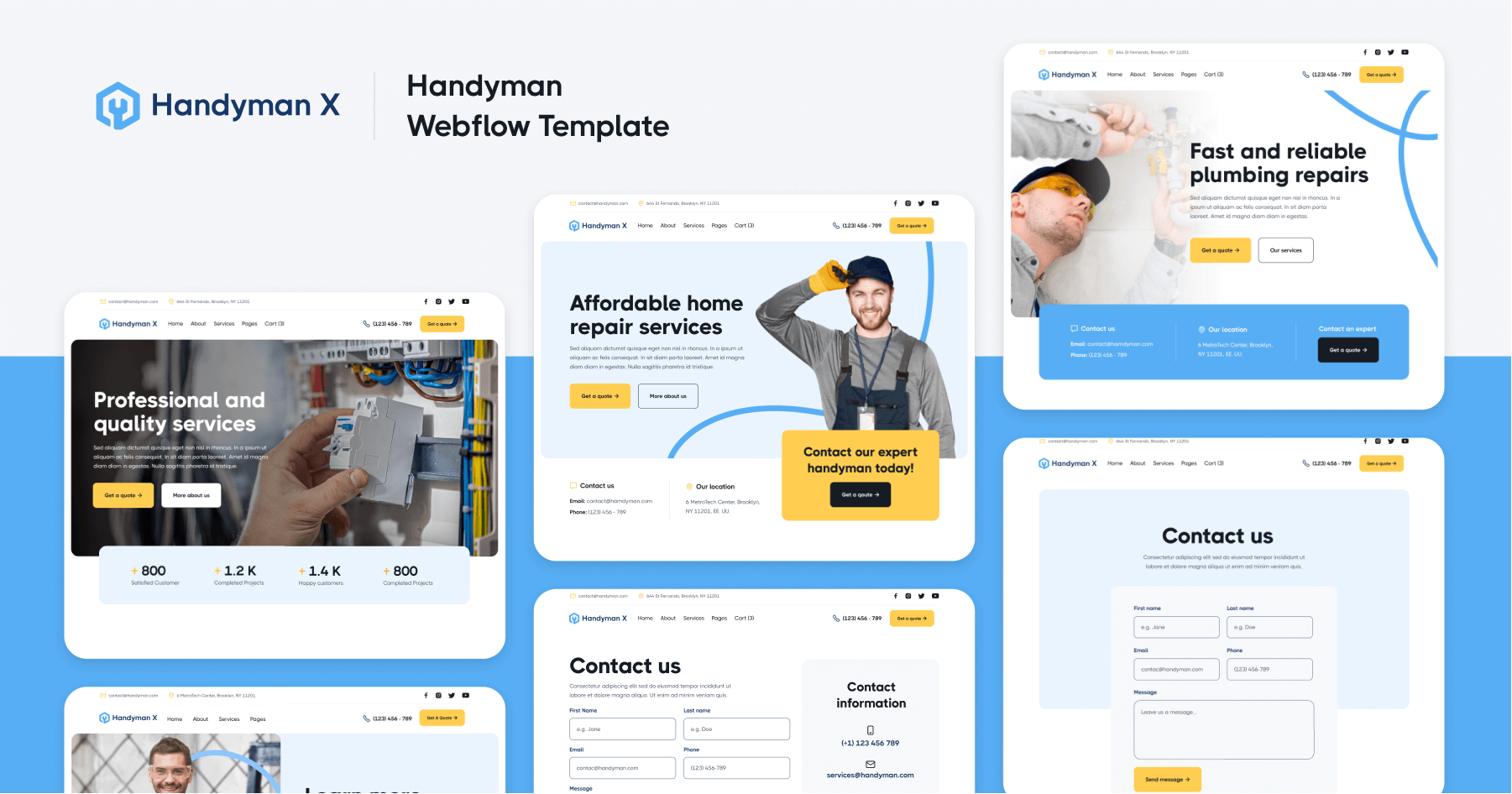 Style Guide - Handyman X - Webflow Ecommerce website template
