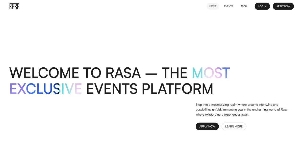 RASA – The Most Exclusive Community Event Platform