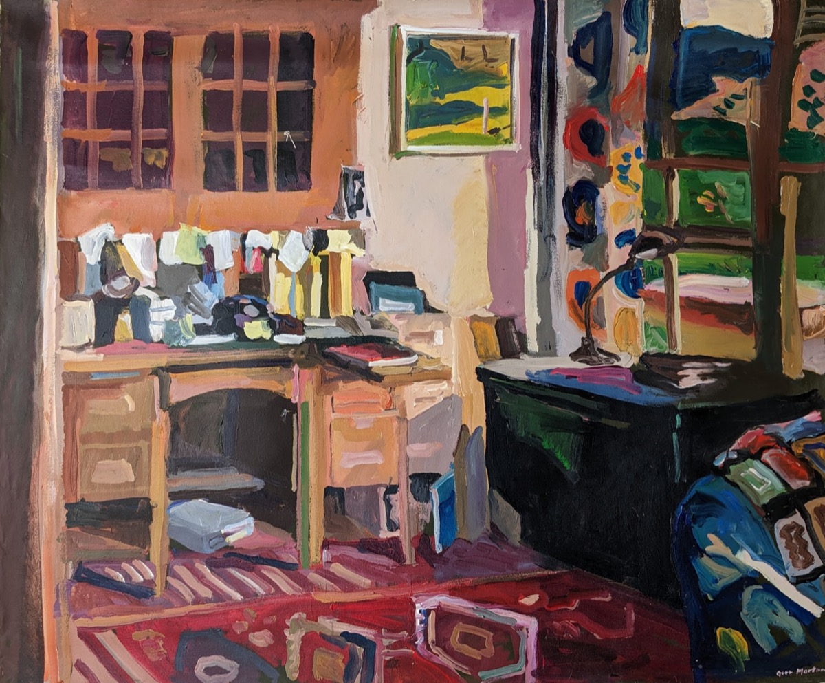 "Interior with Desk" - Painting by Geer Morton