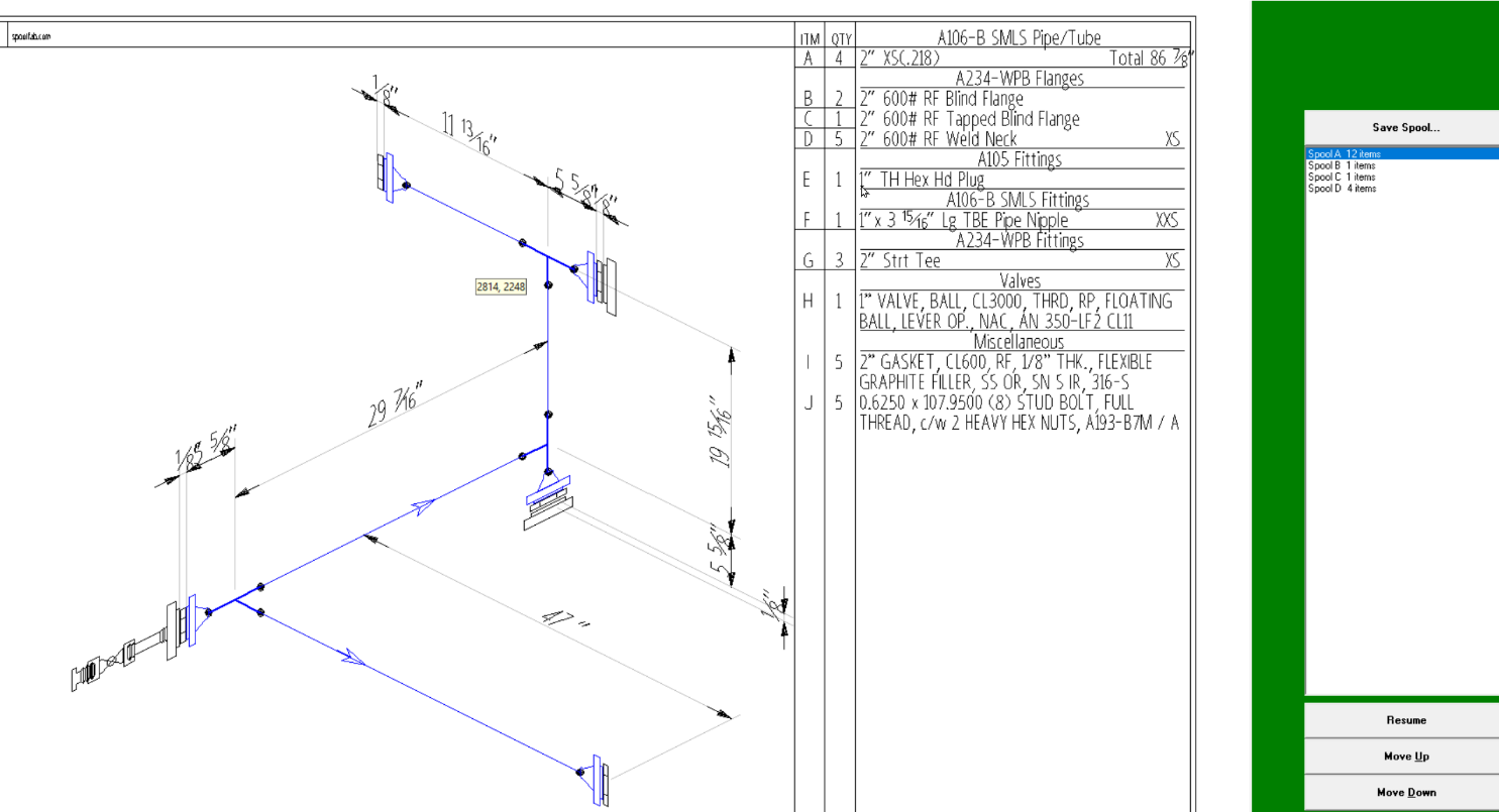 Splitting Into Spools - SpoolFab Piping Isometrics Drawing Software