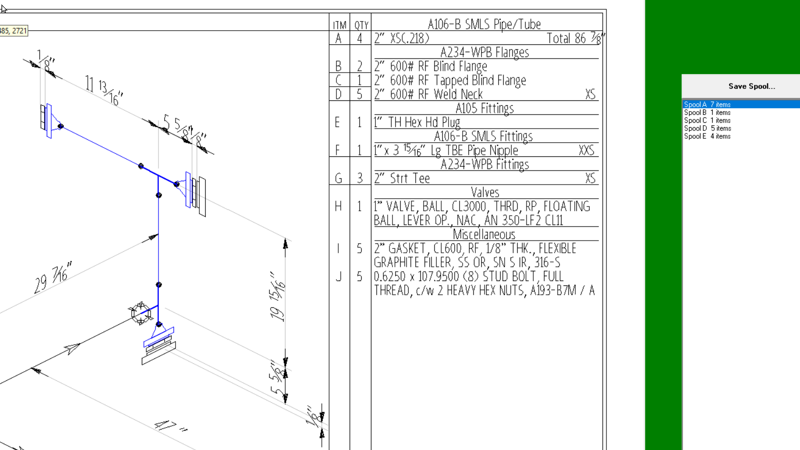 Splitting Into Spools - SpoolFab Piping Isometrics Drawing Software