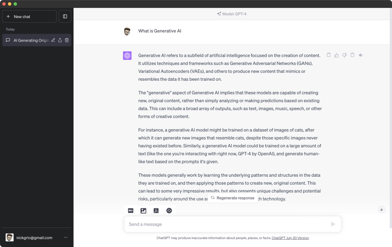 What is Generative AI According to ChatGPT