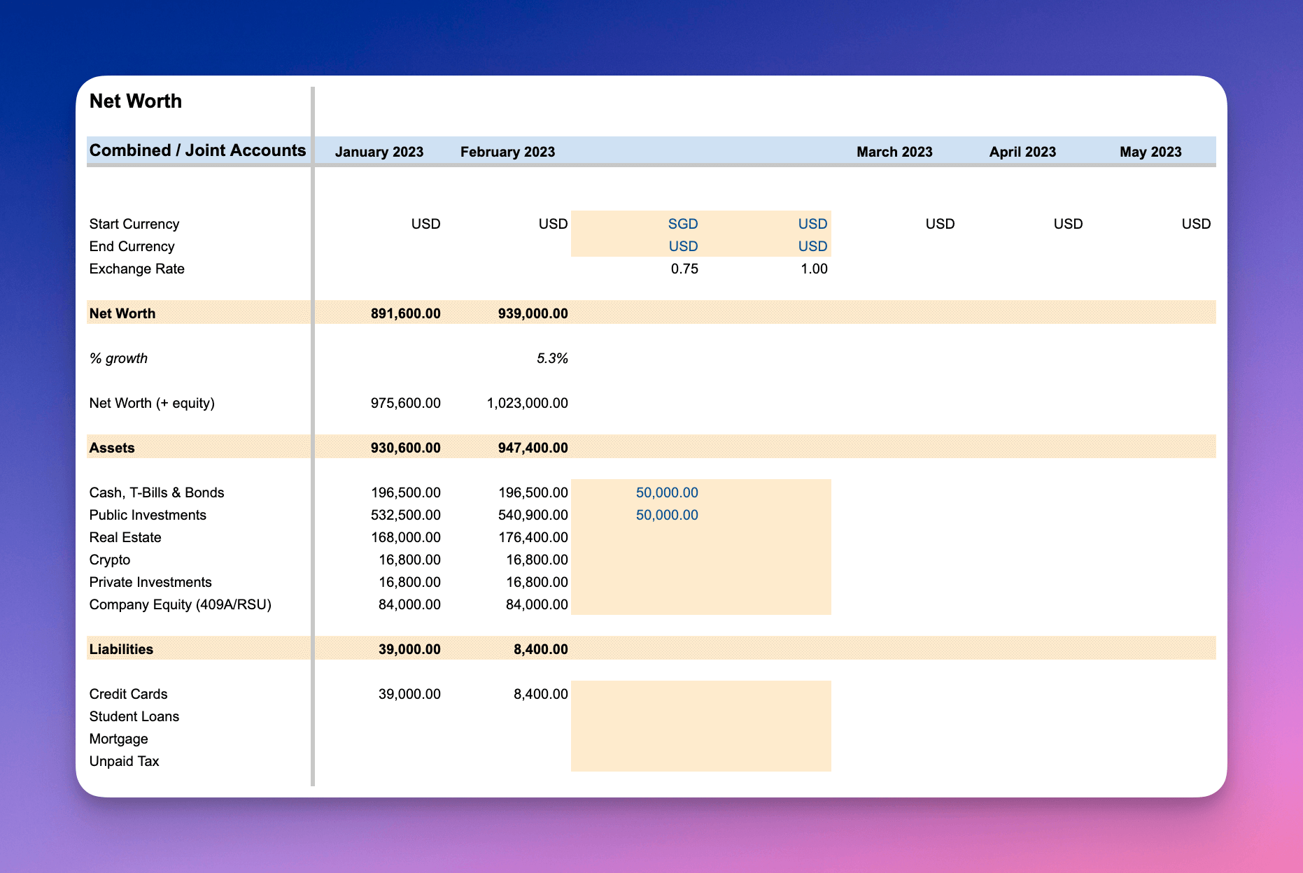 Net Worth Excel Template