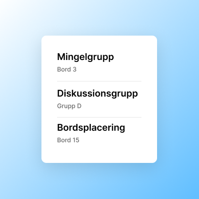 Bordsplacering & gruppindelning | Trippus