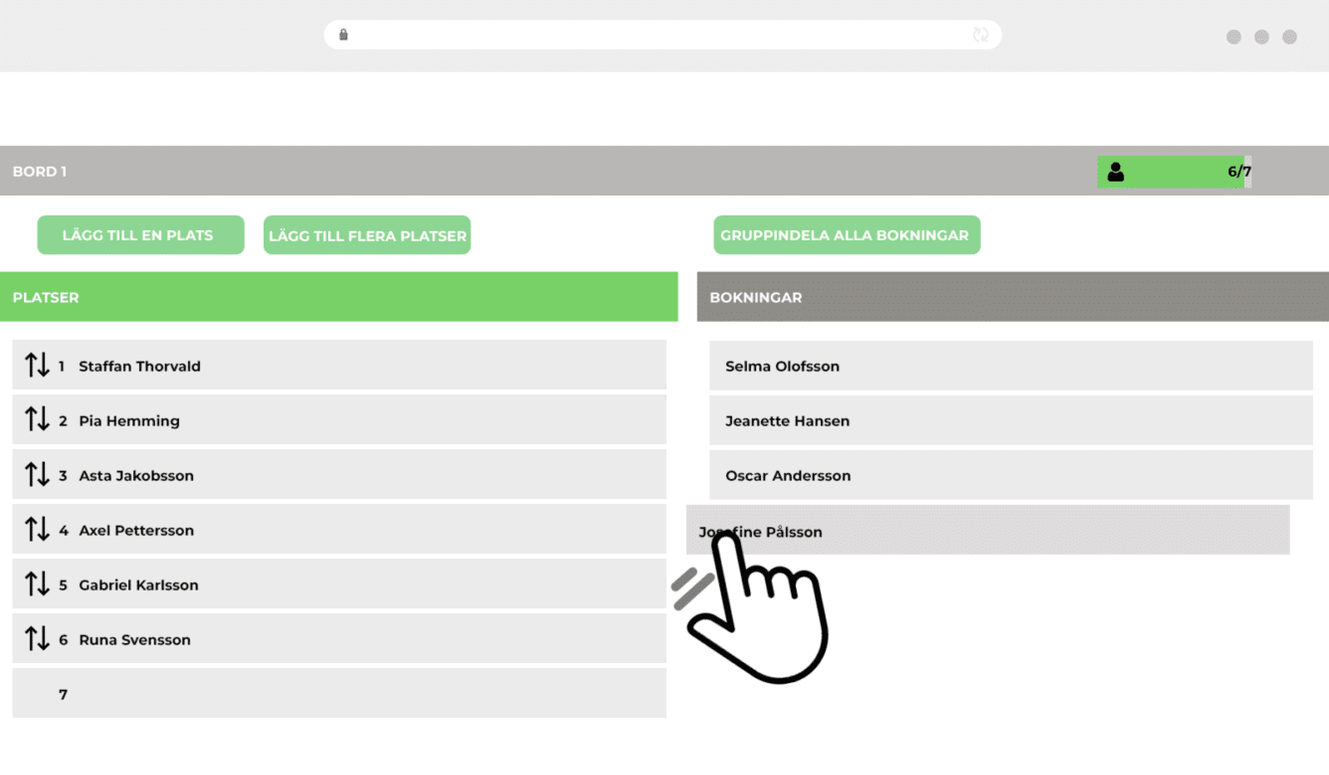 Bordsplacering & gruppindelning | Trippus