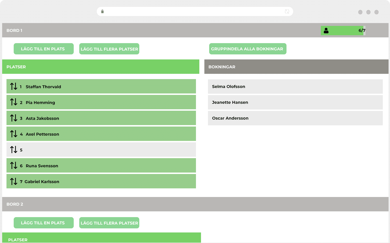 Bordsplacering & gruppindelning | Trippus