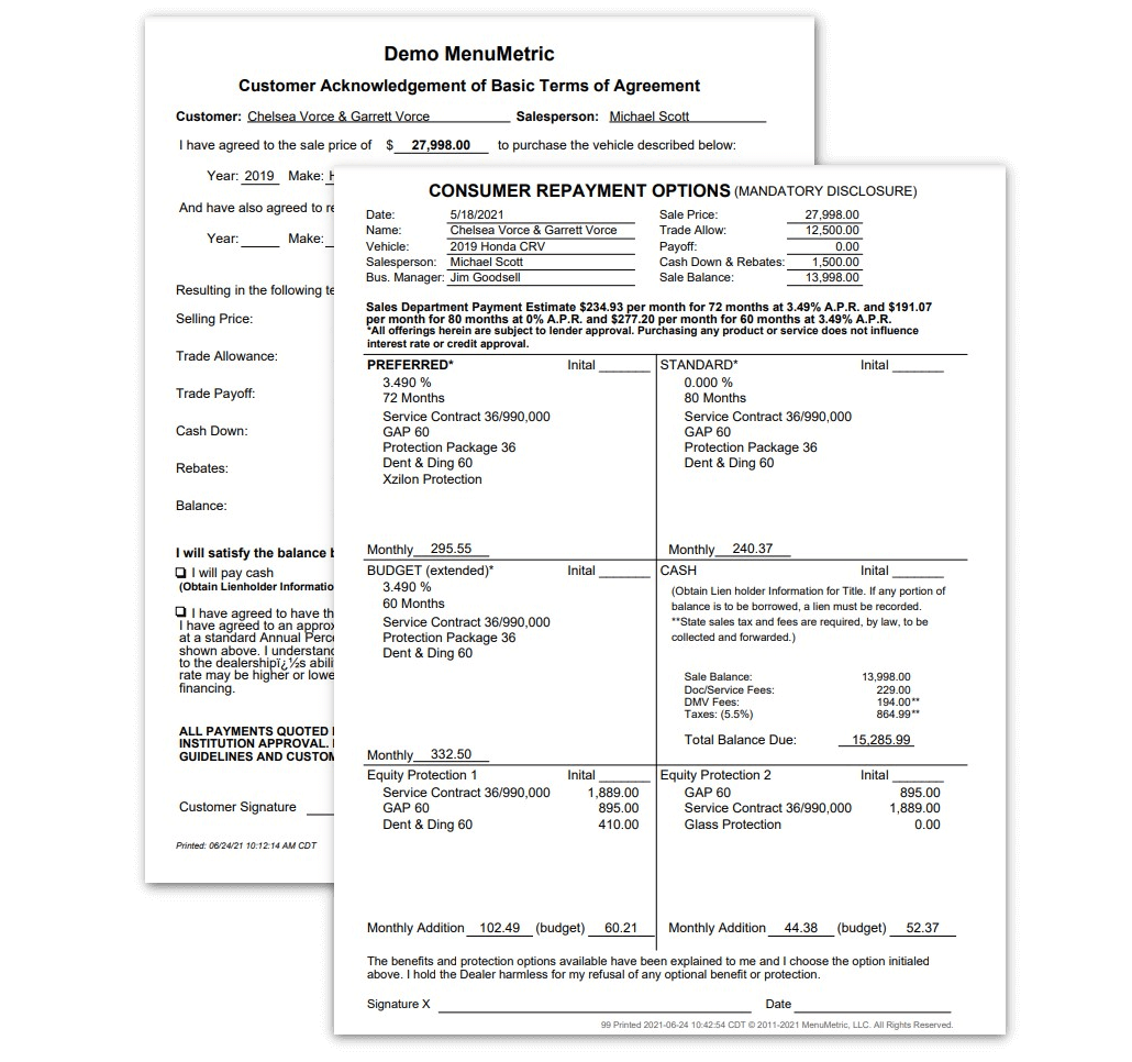 F&I Printed Menu | MenuMetric