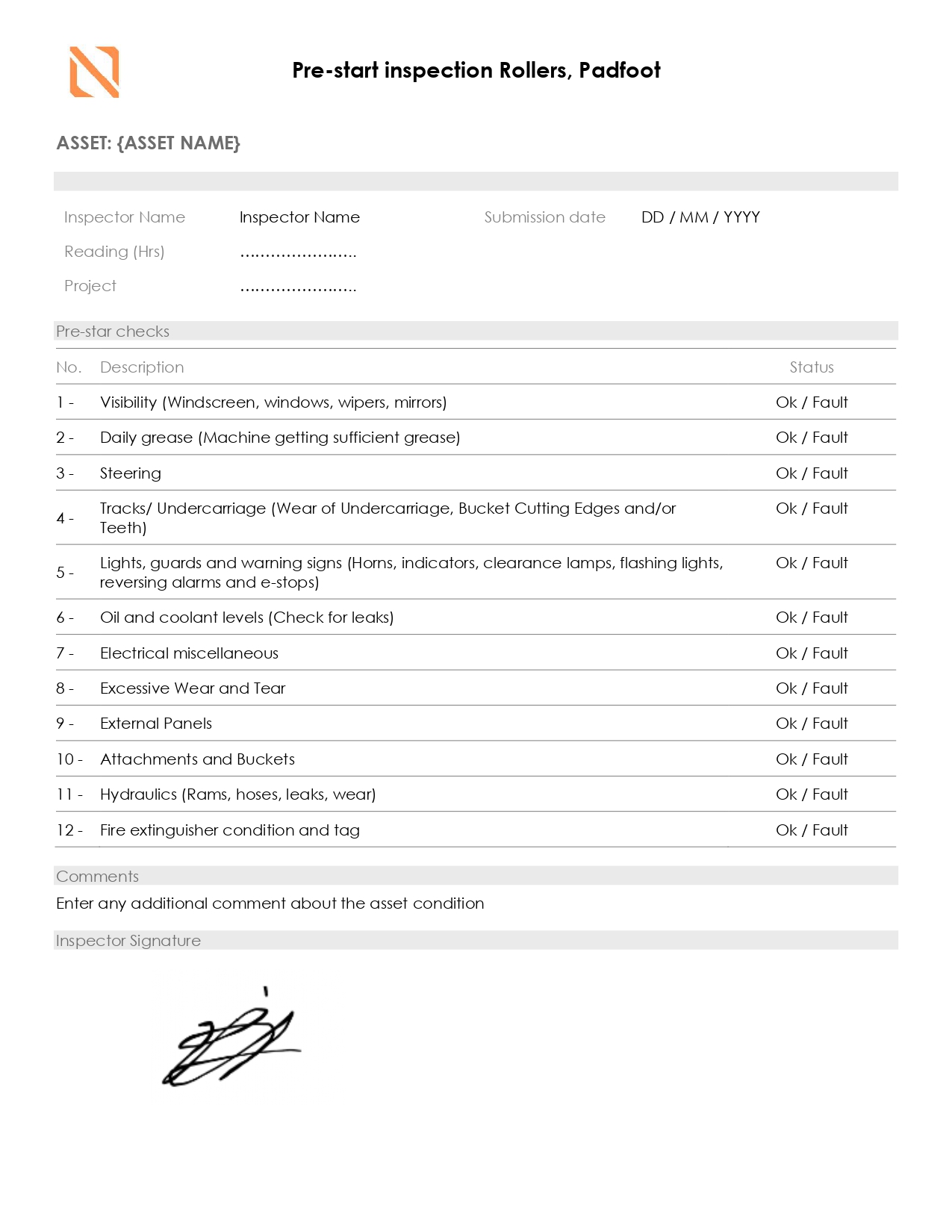 FREE Pre-start checklist for earthmoving assets