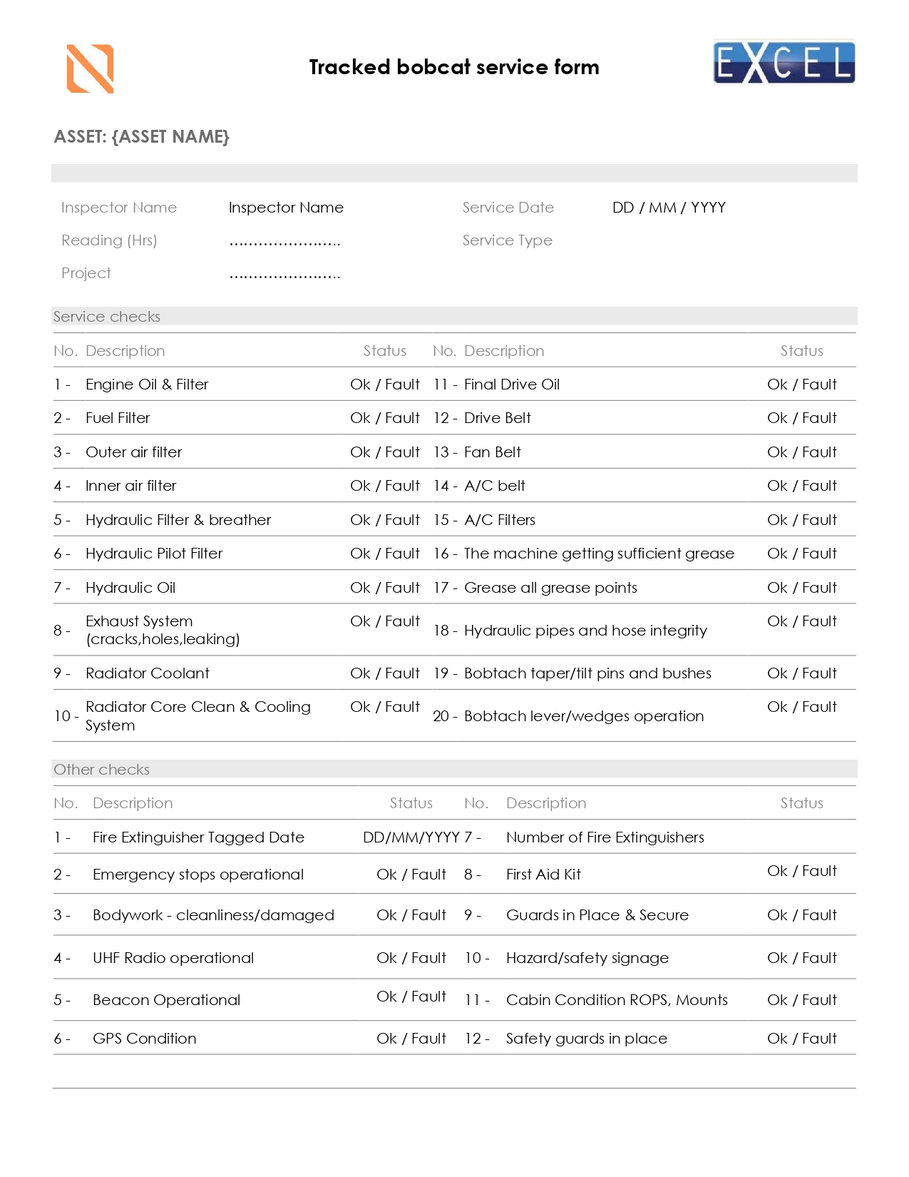 FREE Maintenance checklist for tracked bobcat