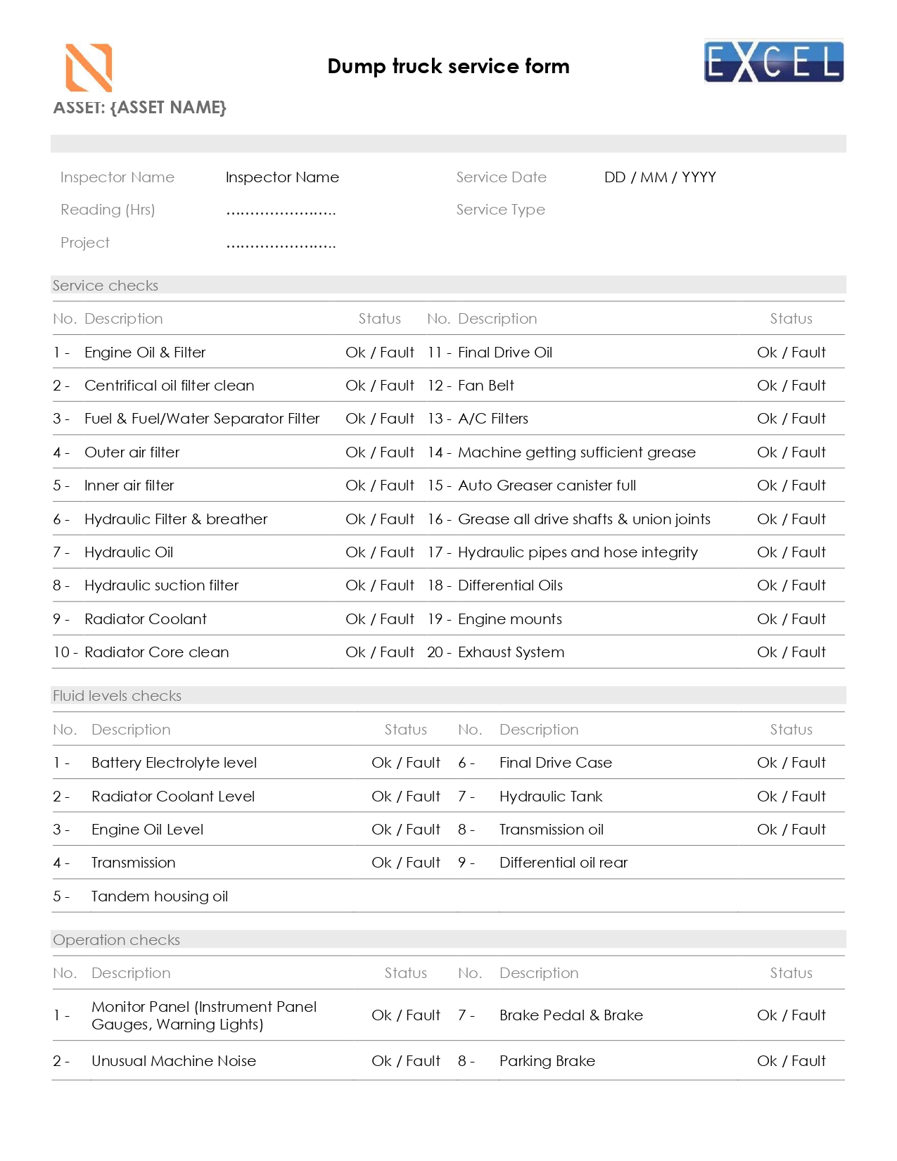 FREE Maintenance checklist for dump trucks