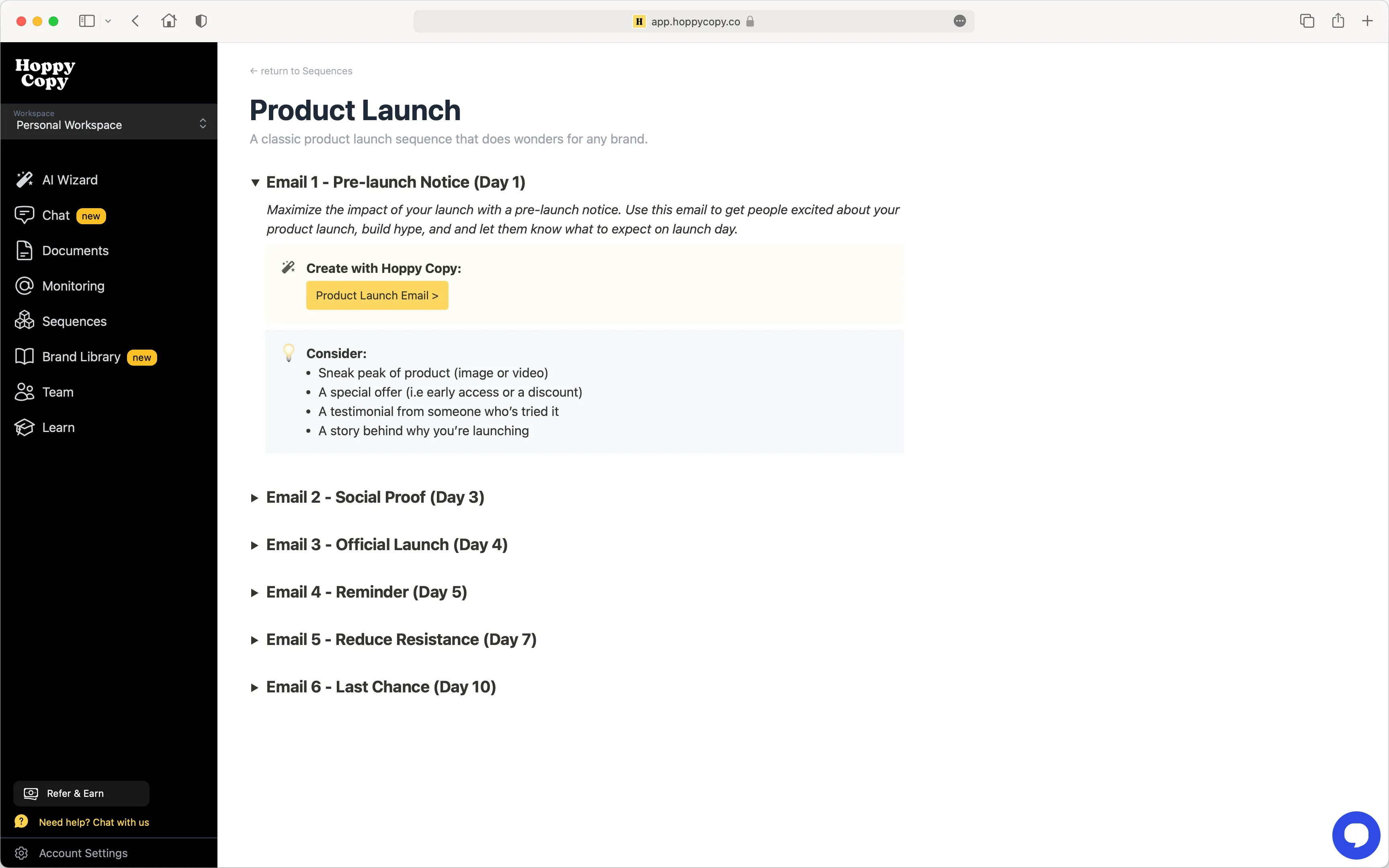 Email Sequence Generator - AI Writing Tool - Hoppy Copy