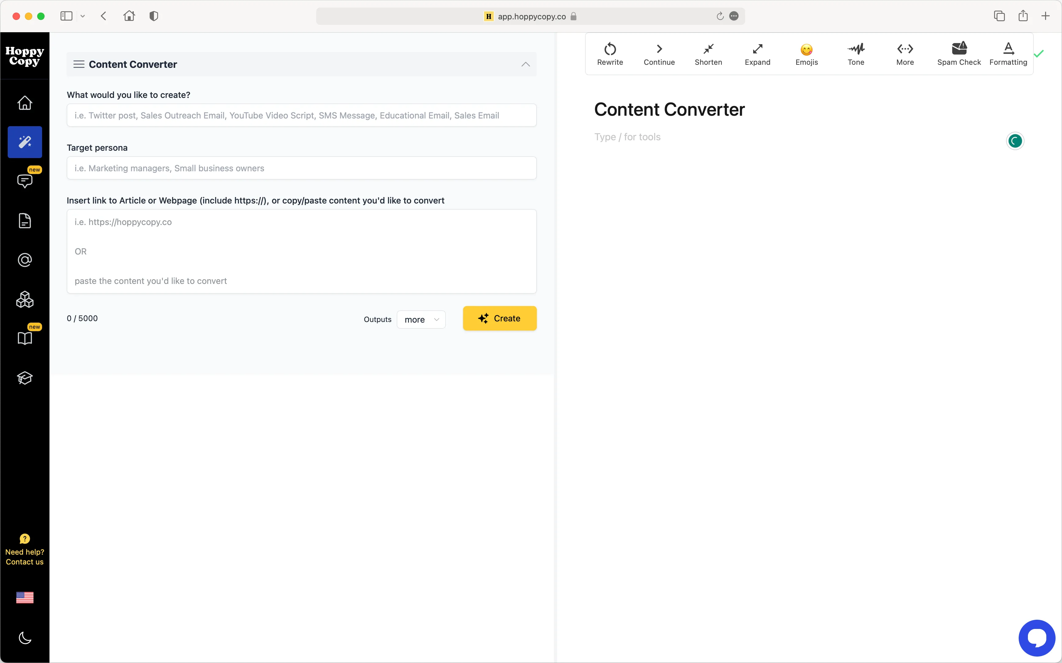 AI Content Converter - Free Tools - Hoppy Copy