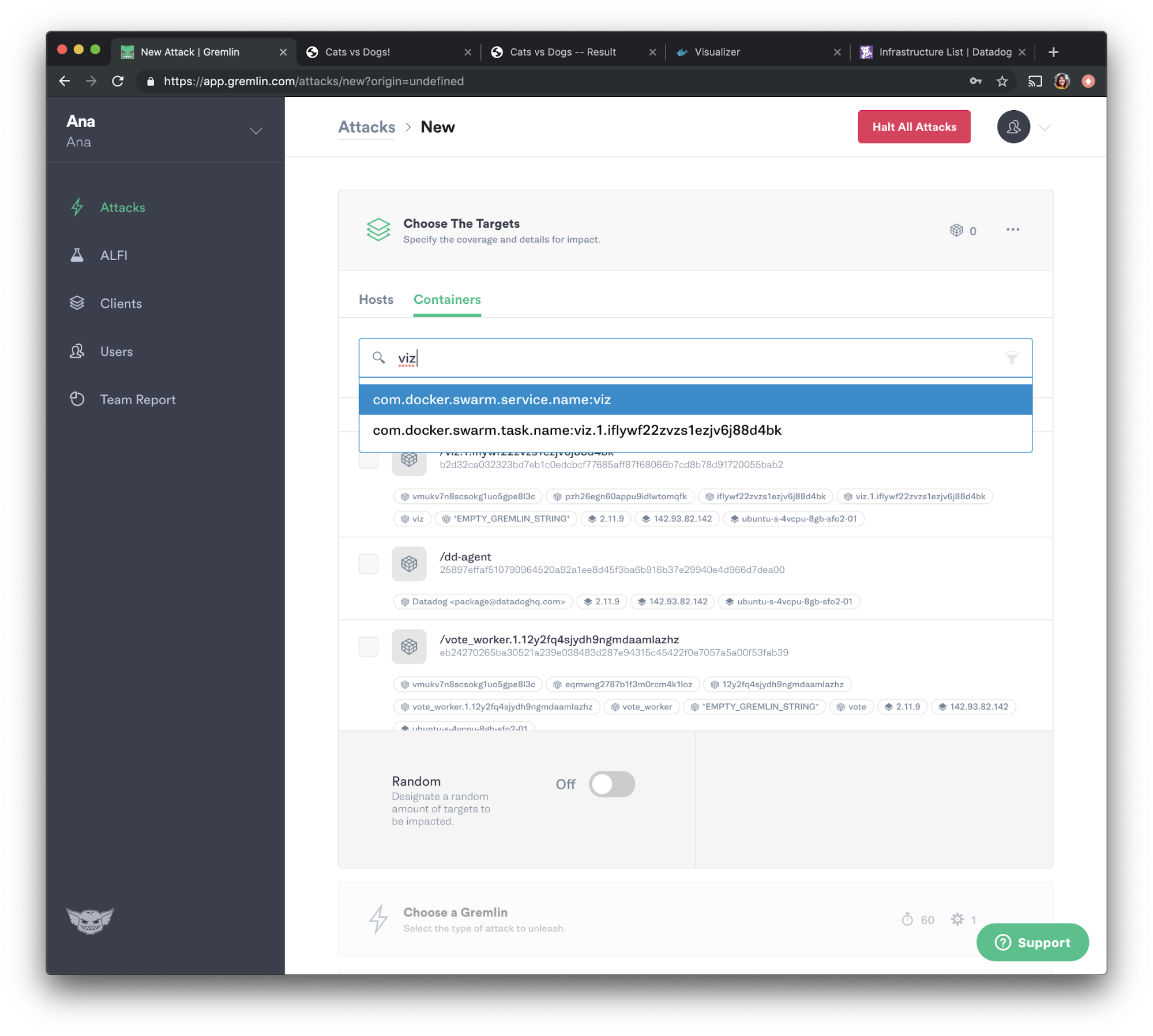 Chaos Engineering on Docker Swarm with Gremlin and Datadog