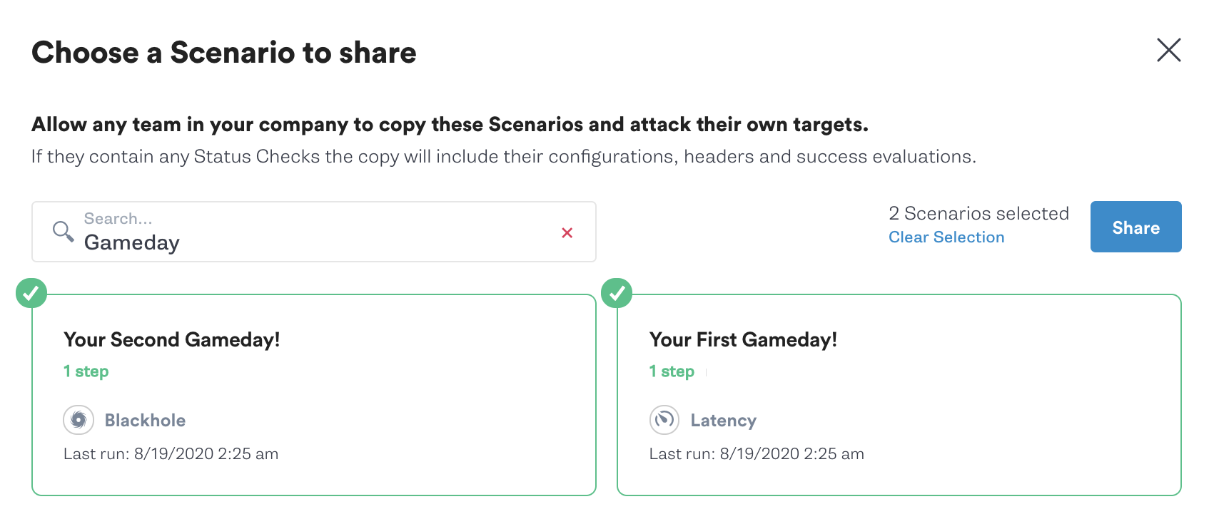 Fault Injection > Shared Scenarios | Gremlin Docs