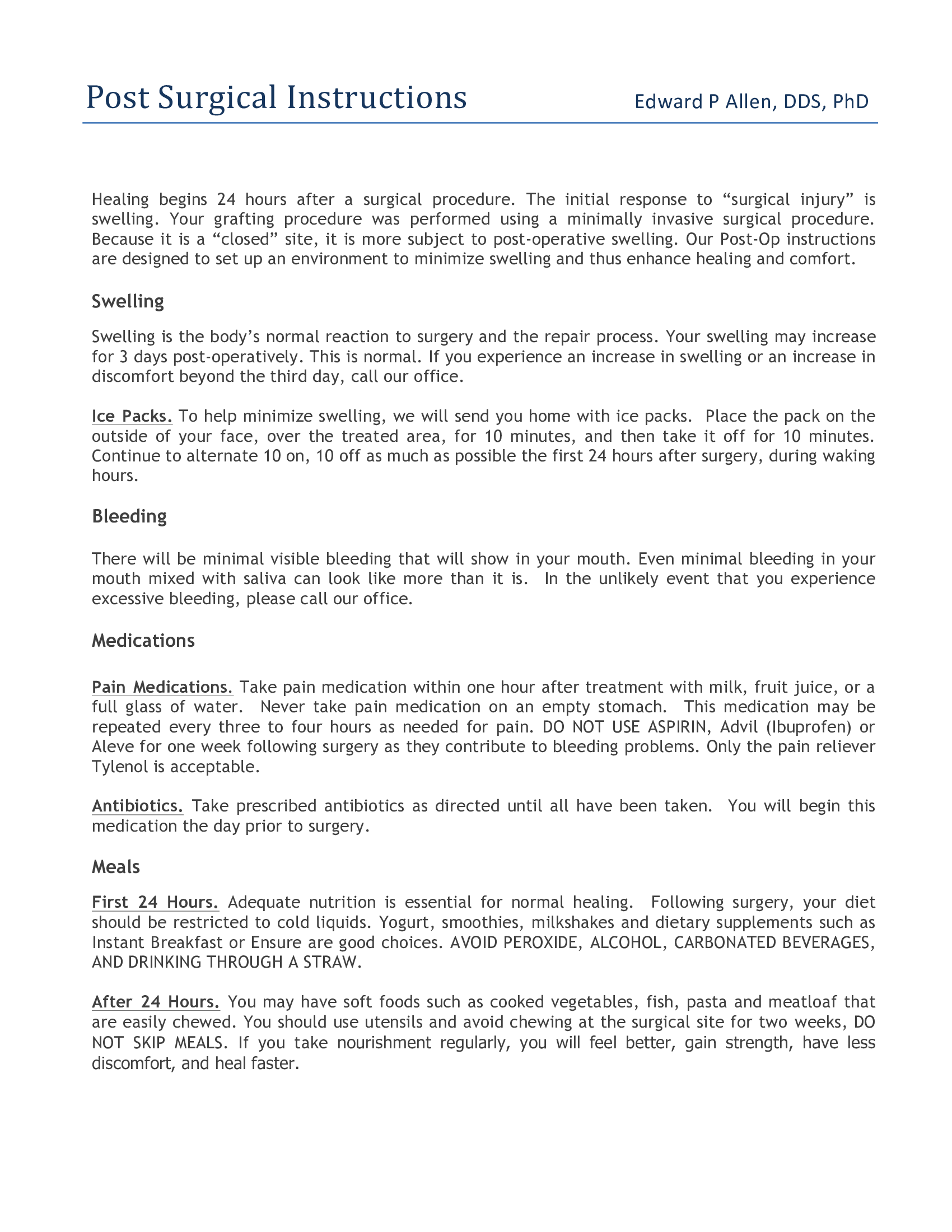 Post-Operative Instructions