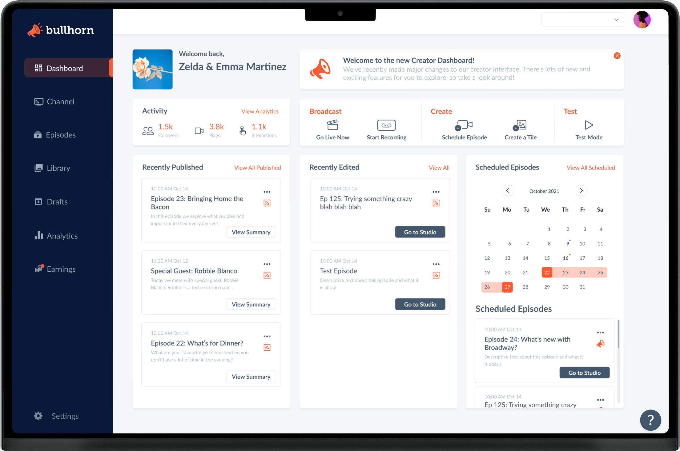 Bullhorn Dashboard