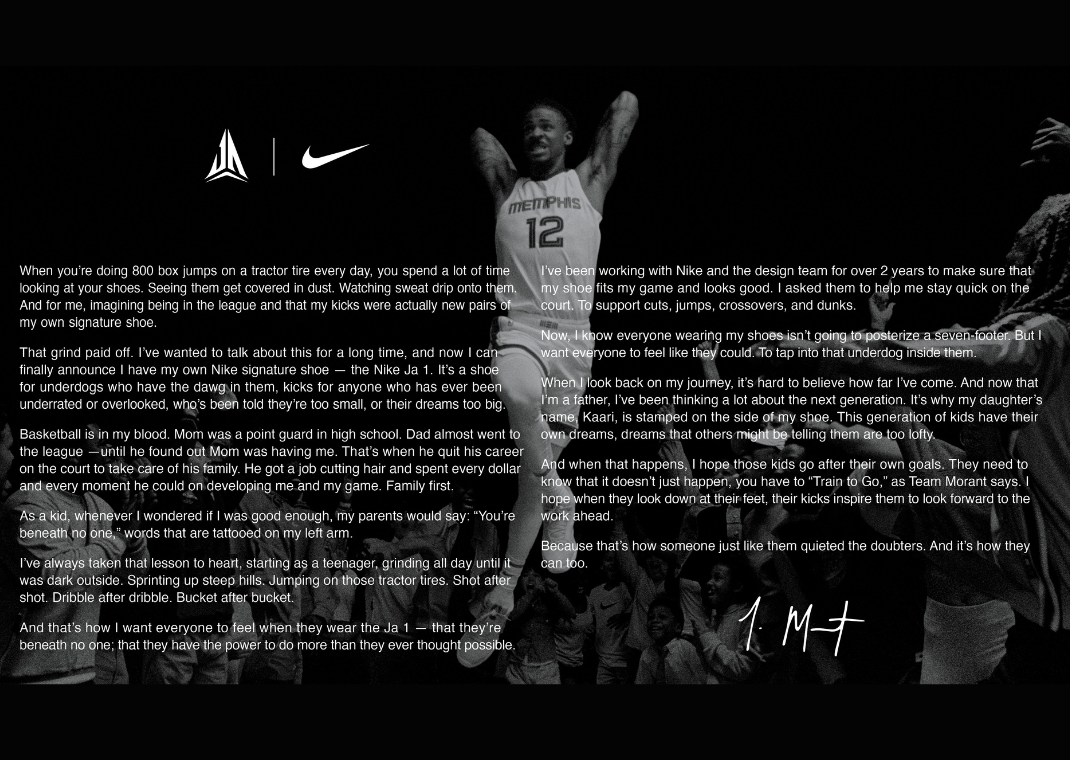 The Nike Ja 1 Day 1 Releases April 19th