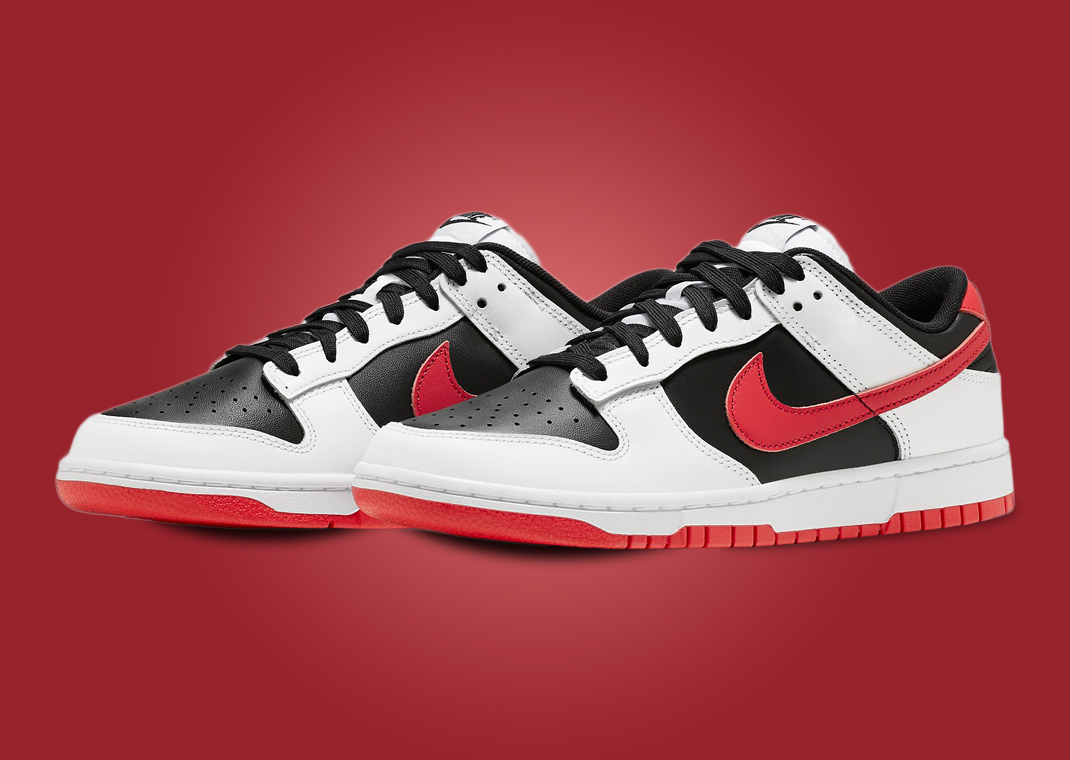 Reverse Panda Vibes With Red Accents Appear On This Nike Dunk Low Sneaker News