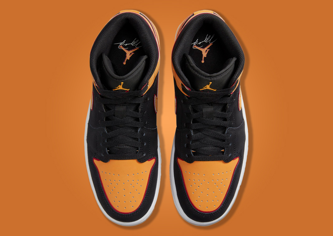 The Air Jordan 1 Mid SE Black Vivid Orange Cardinal Red Features A ...