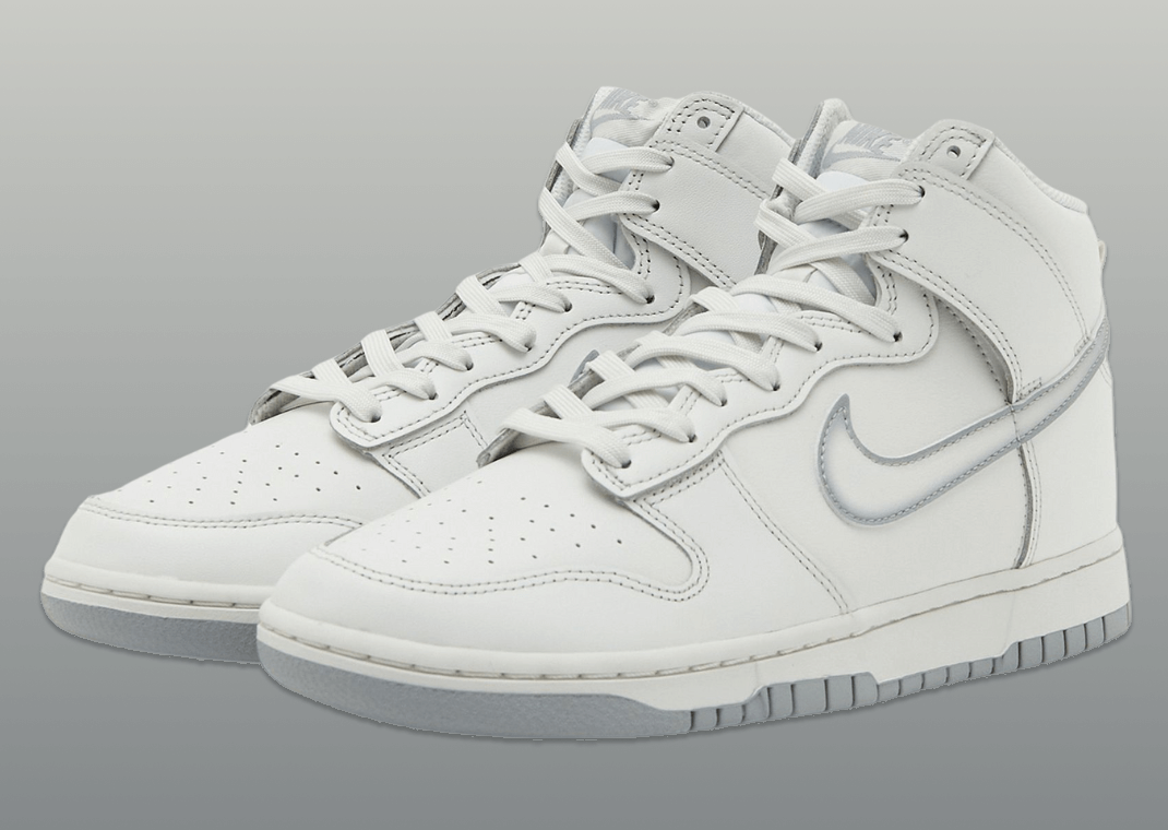 First Look At The Nike Dunk High Airbrush Swoosh White Grey - Sneaker News