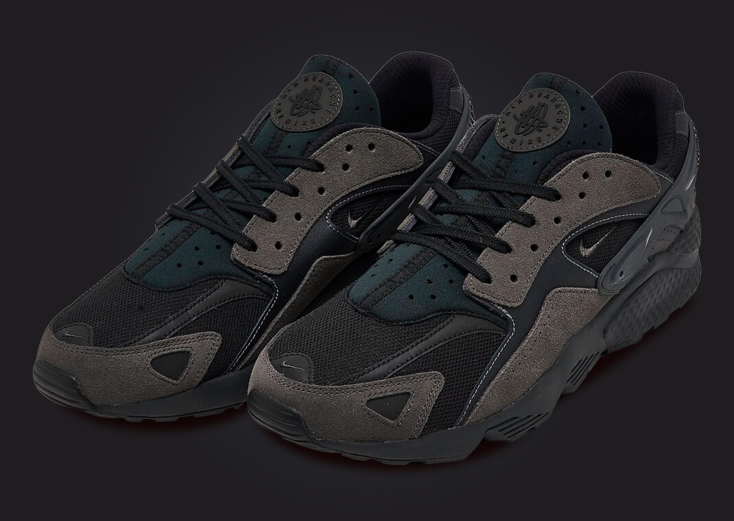 The Nike Air Huarache Runner Goes Stealthy in Black Medium Ash ...