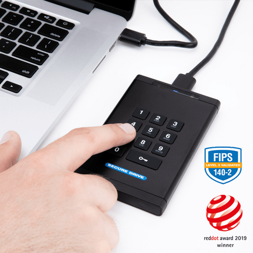 SecureDrive® KP Hardware-Encrypted External Portable Drive with Keypad ...