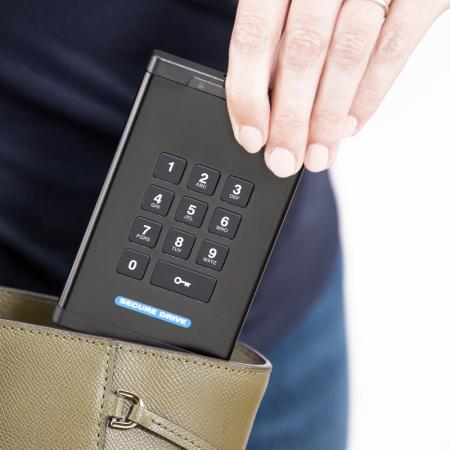 SecureDrive® KP Hardware-Encrypted External Portable Drive with Keypad ...