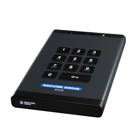 SecureDrive® DUO Hardware-Encrypted External Drive with both Keypad and ...