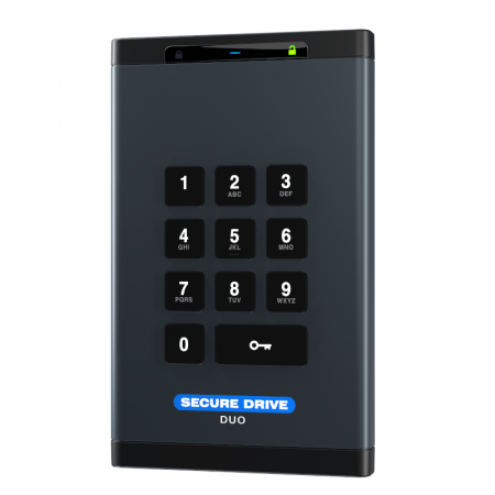SecureDrive® DUO Hardware-Encrypted External Drive with both Keypad and ...