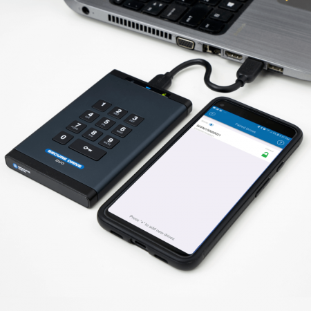 SecureDrive® DUO Hardware-Encrypted External Drive with both Keypad and ...