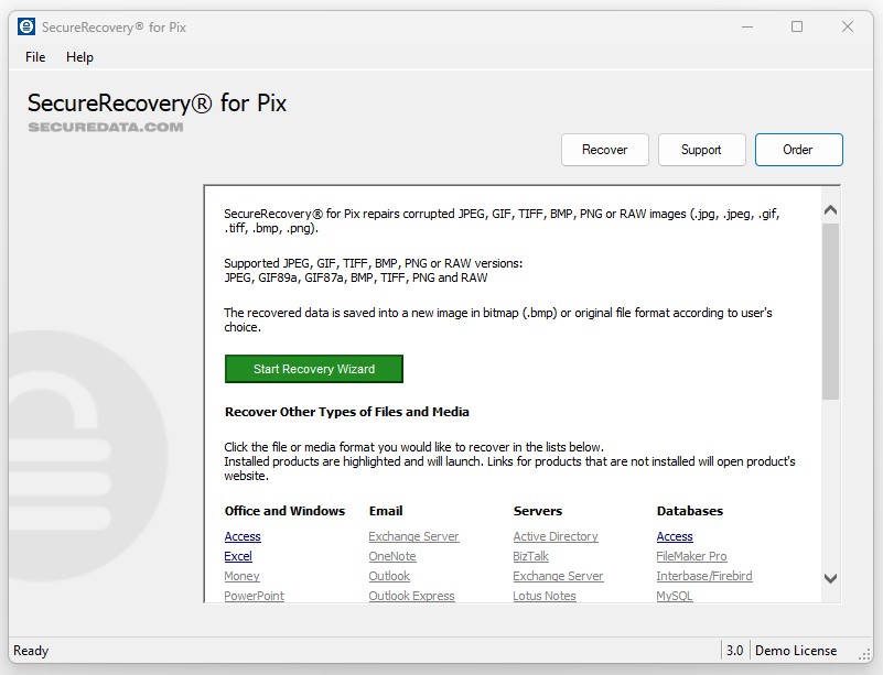 Photo Recovery Tool SecureRecovery® - Try Free Online