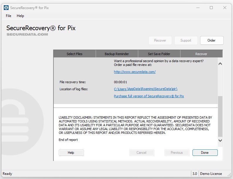 Photo Recovery Tool SecureRecovery® - Try Free Online