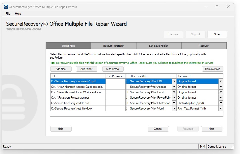 SecureRecovery® Office File Repair Suite