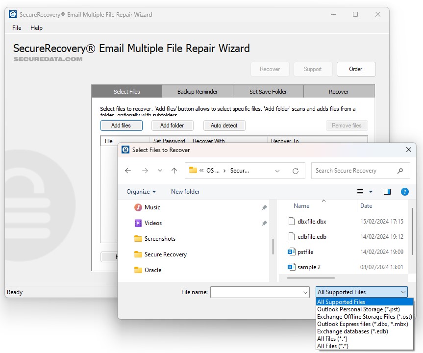 SecureRecovery® Email File Repair Suite
