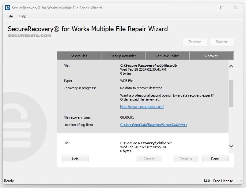 FREE SecureRecovery® Works File Repair Suite