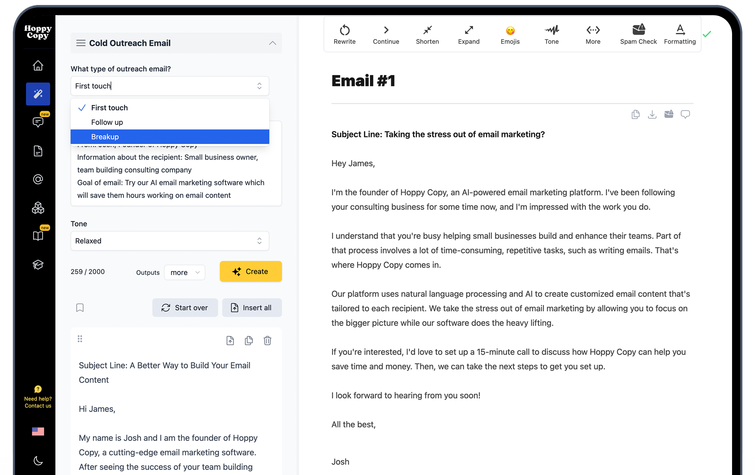 Cold Outreach Email Generator - AI Writing Template