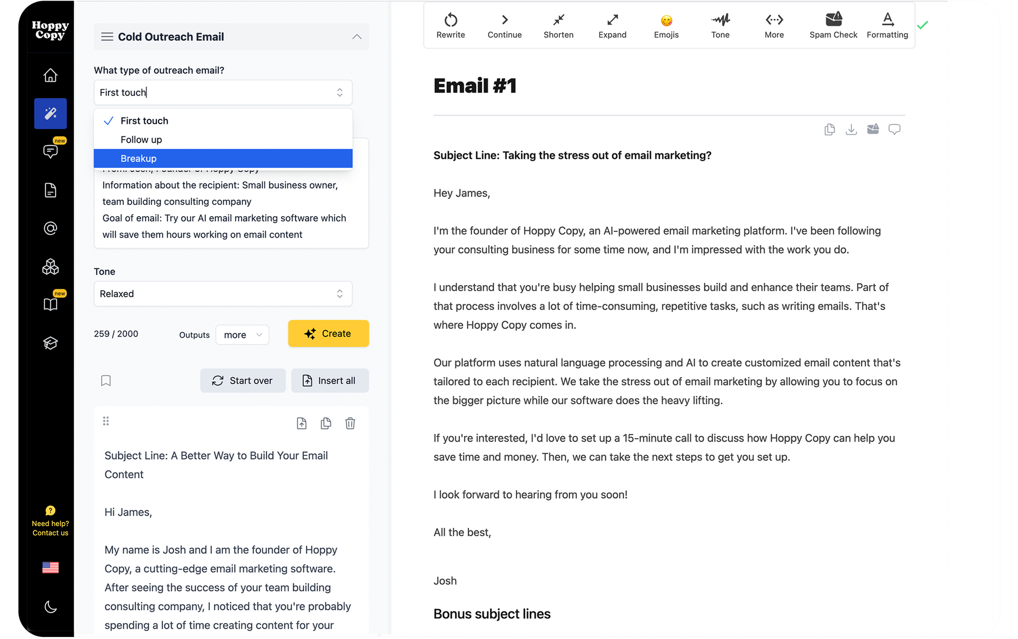 Cold Outreach Email Generator - AI Writing Template