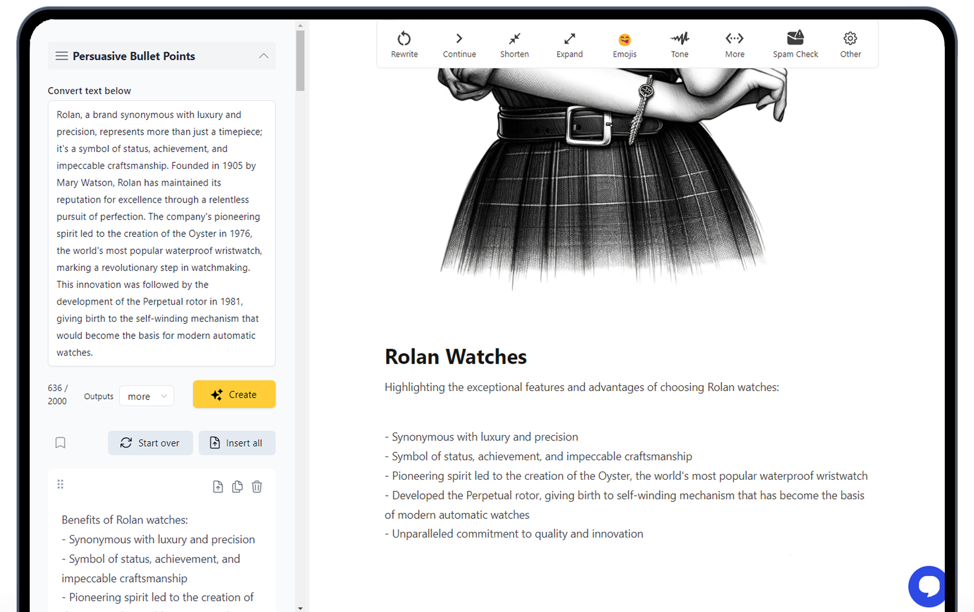 Perfect Bullet Points - AI Writing Tool - Hoppy Copy