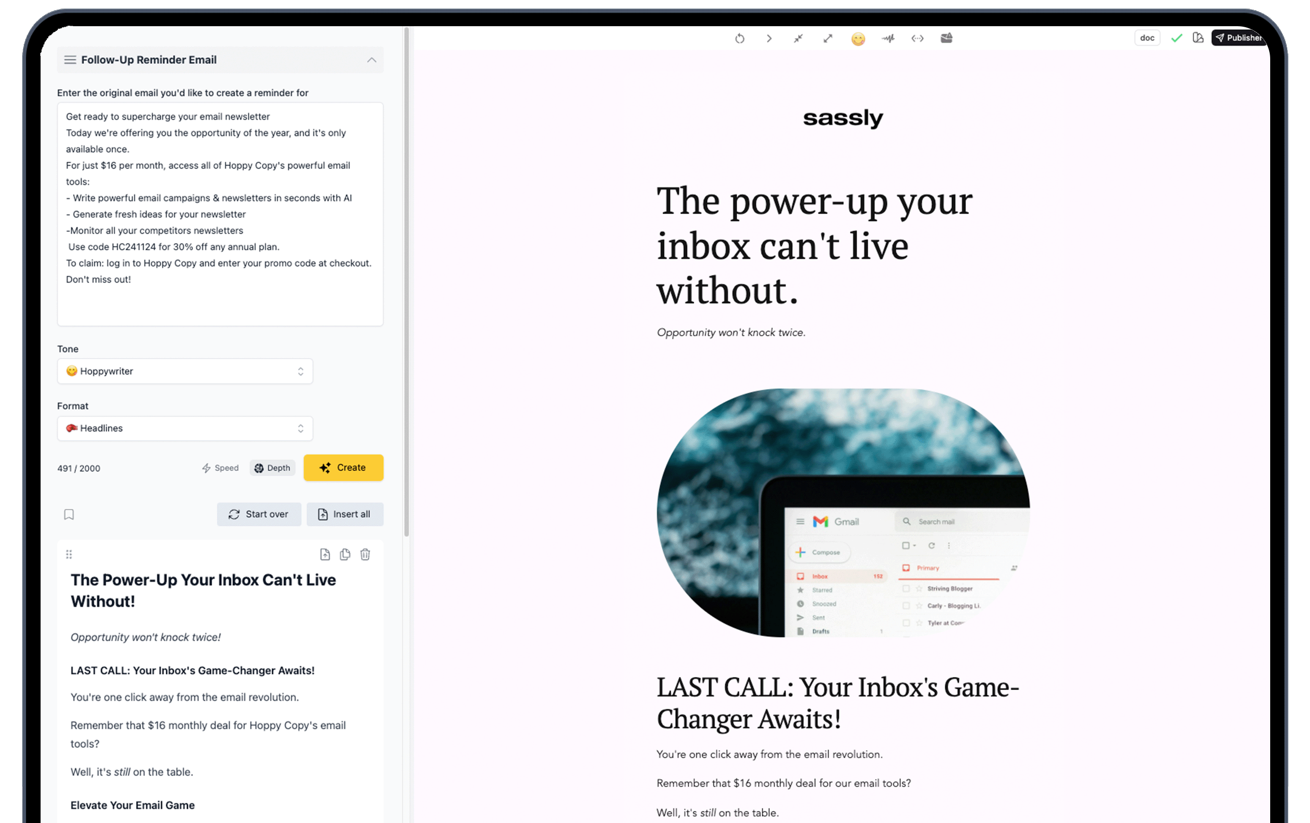 Reminder / Follow Up Email Template - Hoppy Copy