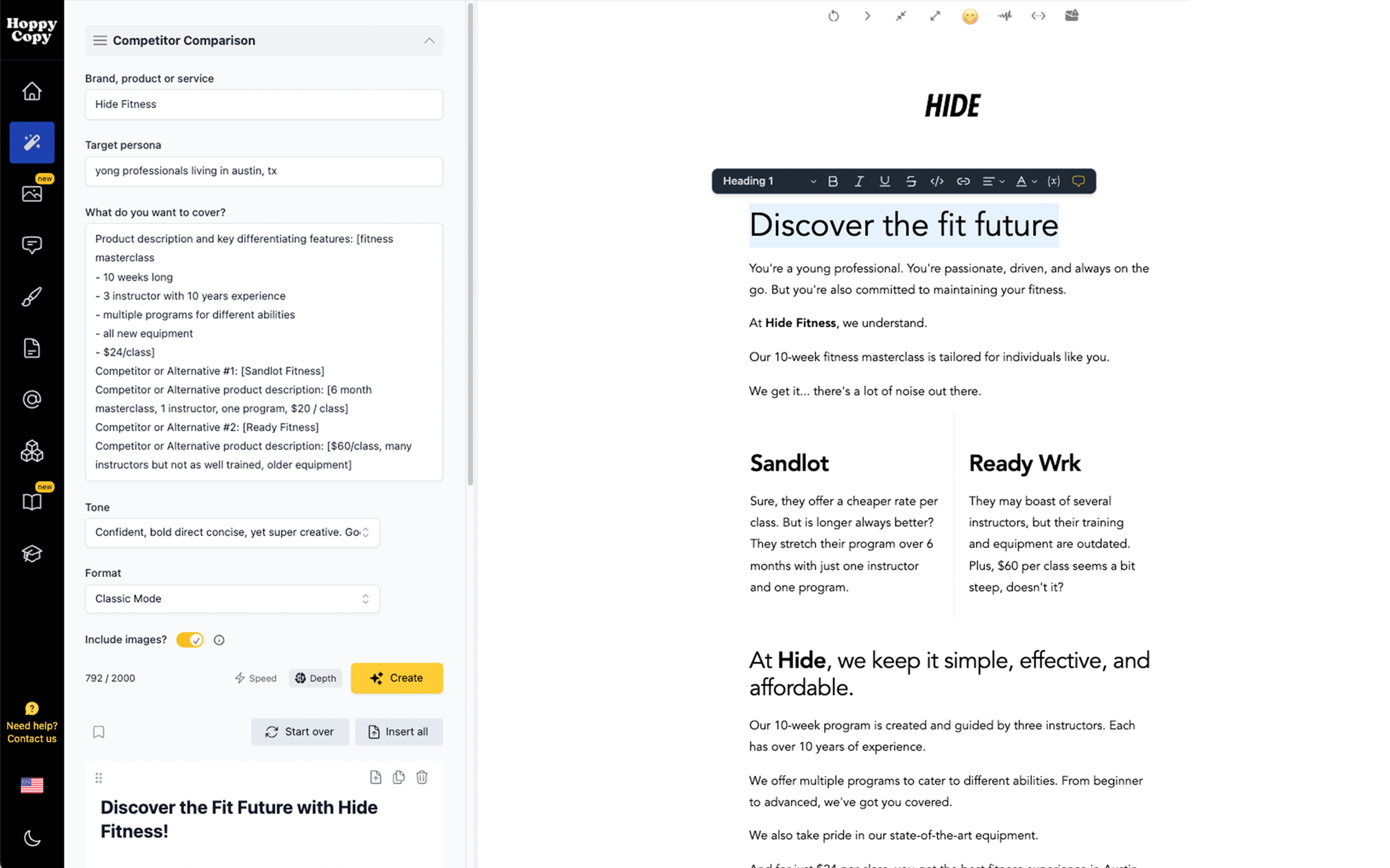 Competitor Comparison Template - Hoppy Copy