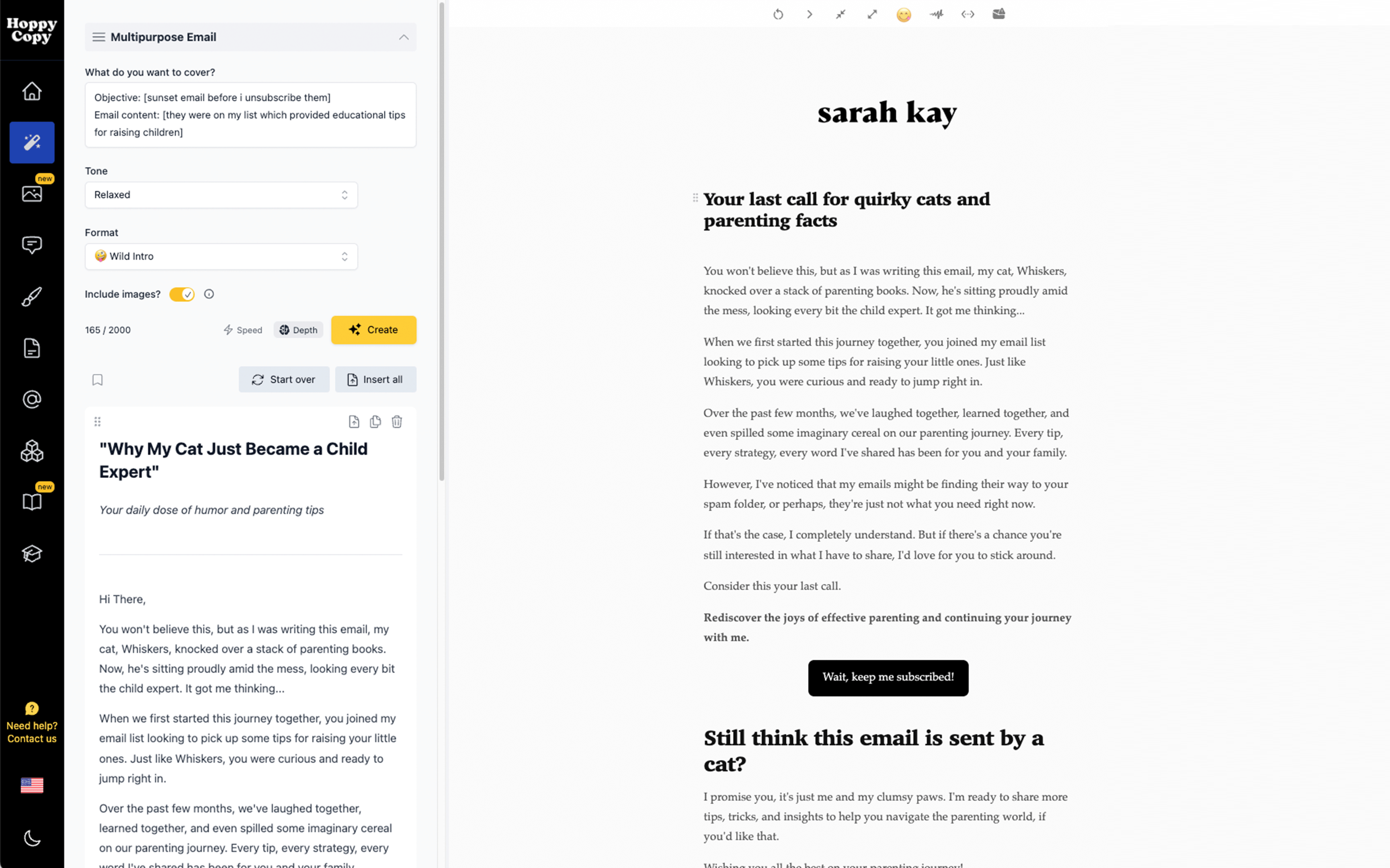 Sunset Email Generator - AI Writing Template